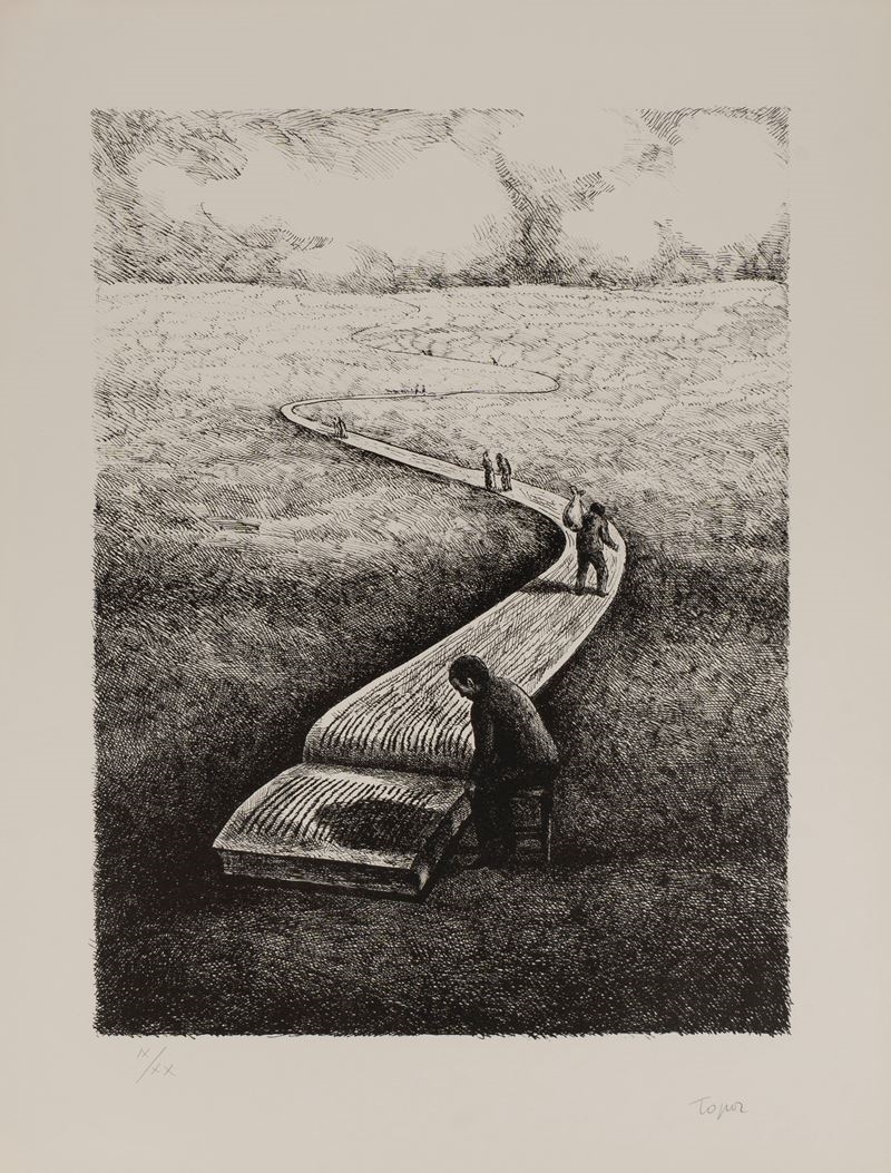 Roland Topor | Road in the fields | MutualArt