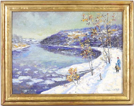 Christopher Willett | Impressionist snowy riverside scene | MutualArt