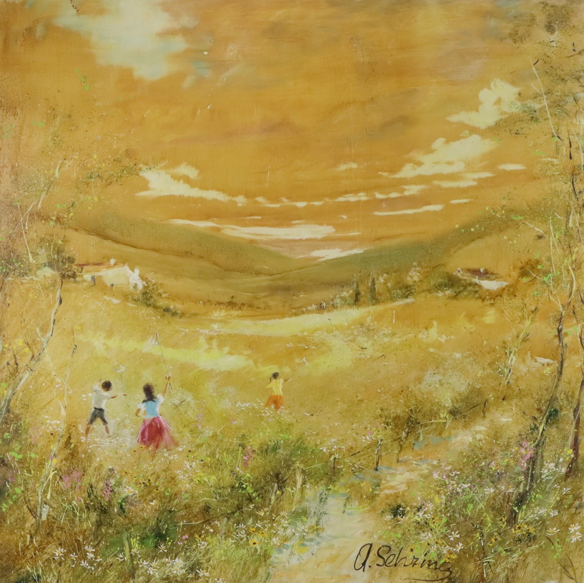 Adolf Sehring | Meadow landscape with children playing | MutualArt