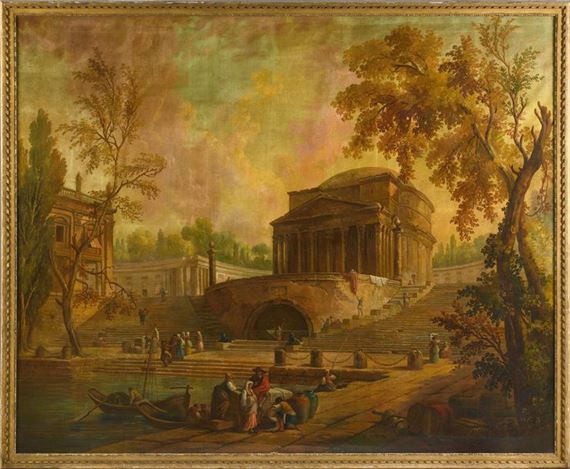 Hubert Robert | View of the port of Ripetta, Rome | MutualArt