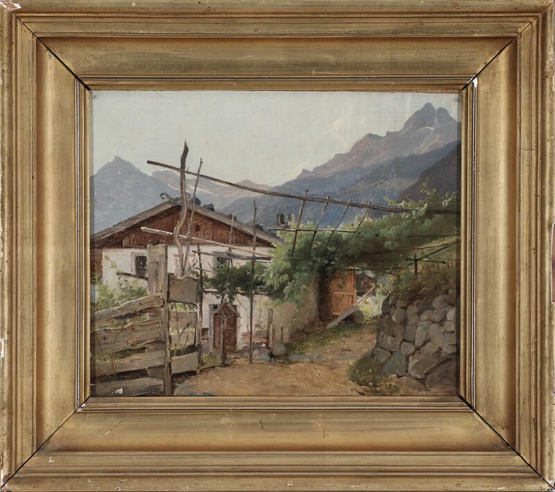 Vilhelm Petersen | A farm with a pergola in the Alps (Circa 1850 ...