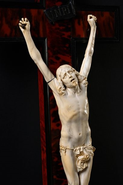Flemish School, 18th Century | Crucifix with carved ivory Christ on a ...