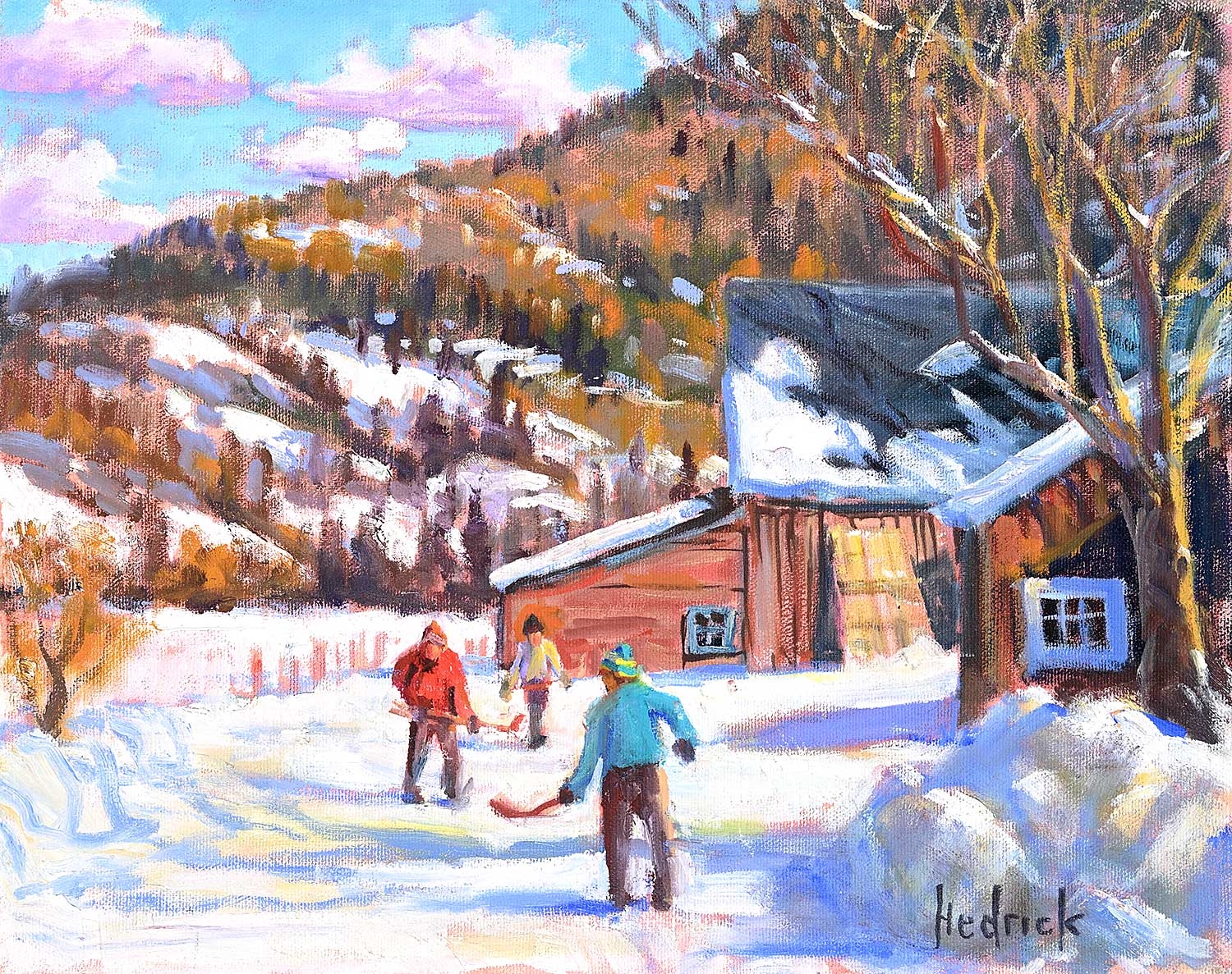 Ron Hedrick | Farmyard Hockey | MutualArt