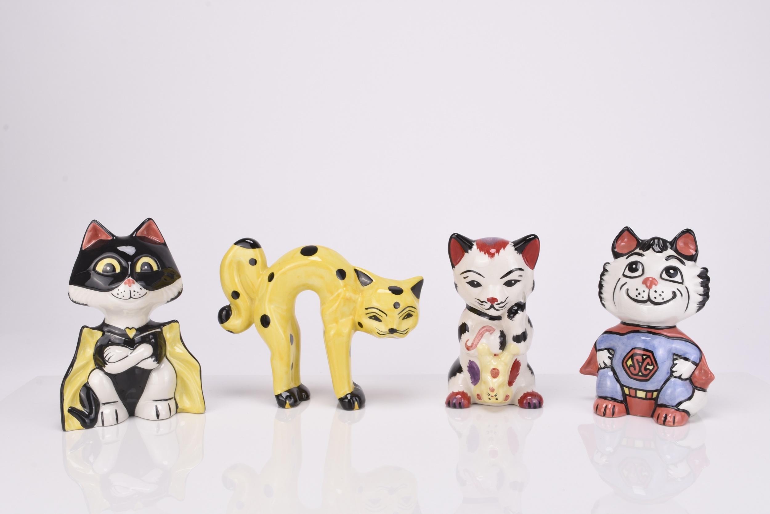 Lorna Bailey | Four Lorna Bailey models of cats including Super Cat and ...