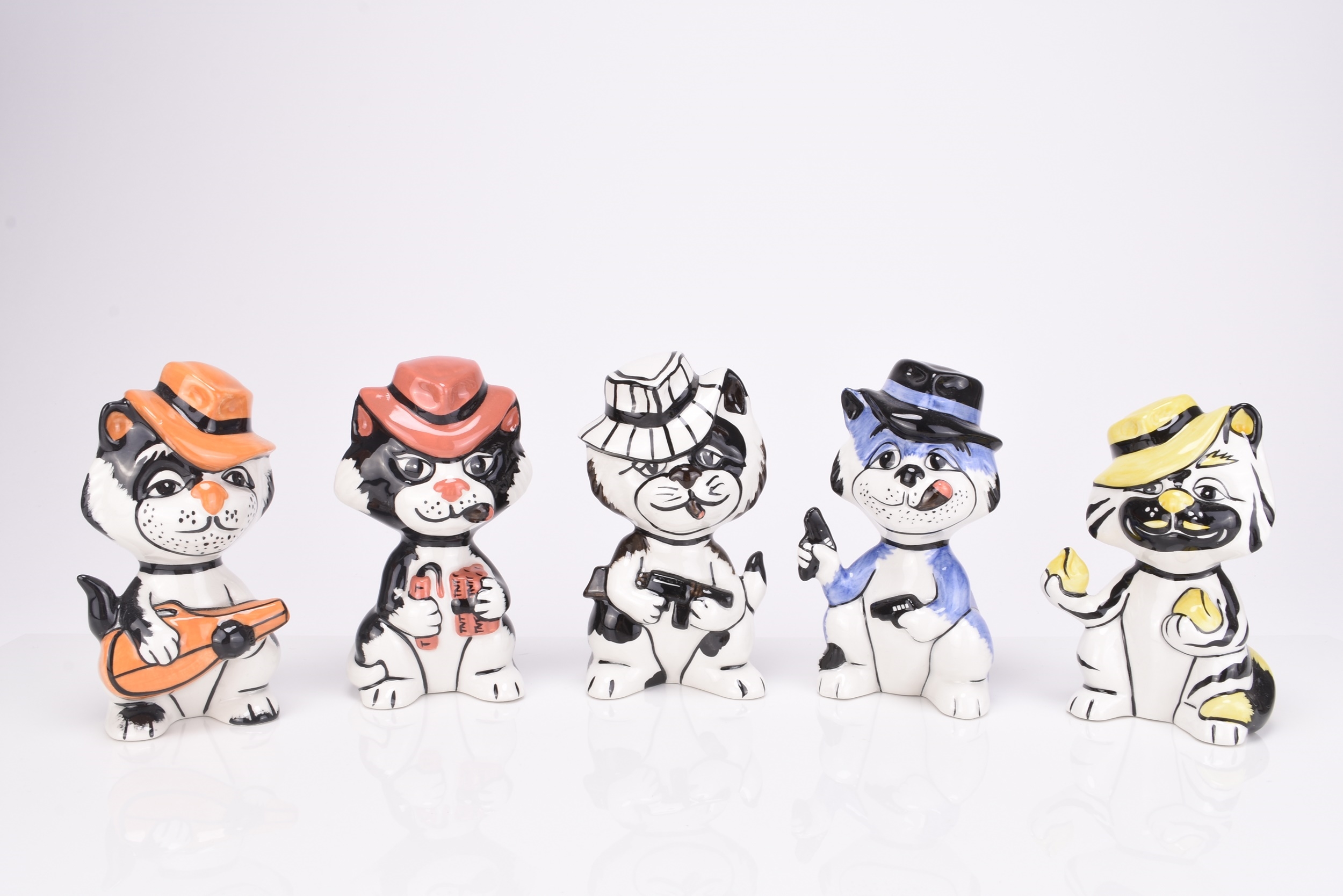 Lorna Bailey | Set of five Lorna Bailey mobster cats | MutualArt