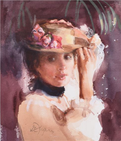 Dianne Flynn | Diane Flynn (b.1939) Lady in a Straw Hat | MutualArt