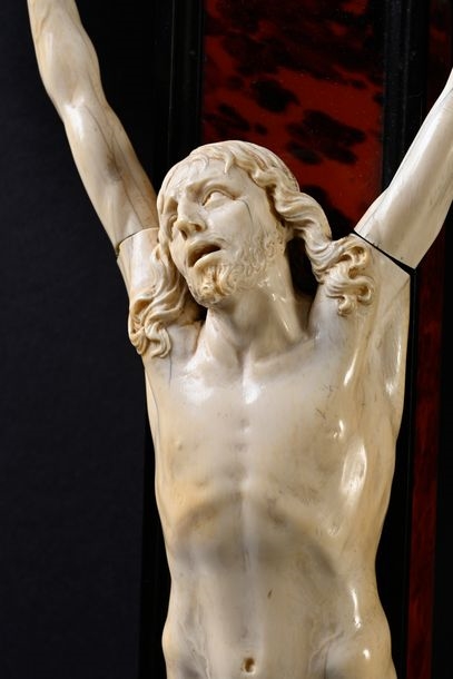 Flemish School, 18th Century | Crucifix with carved ivory Christ on a ...