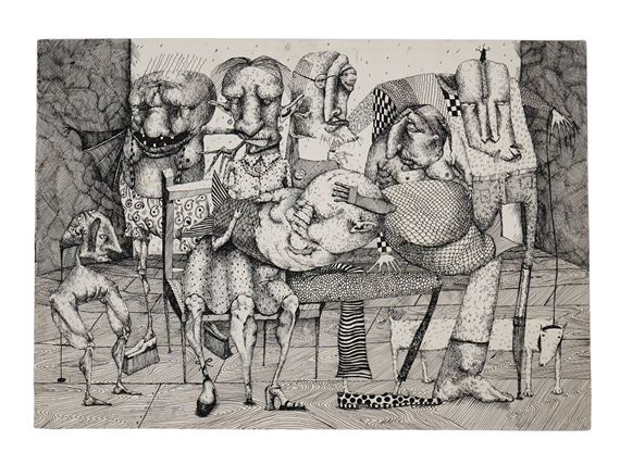 Cyrillic | A RUSSIAN NONCONFORMIST INK ON PAPER DRAWING BY I. BALAEVA ...
