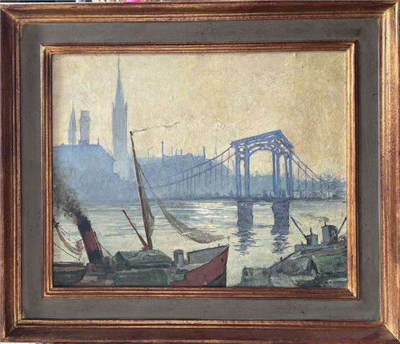 Modern School | 20th century modern school Harbour scene Oil on canvas ...