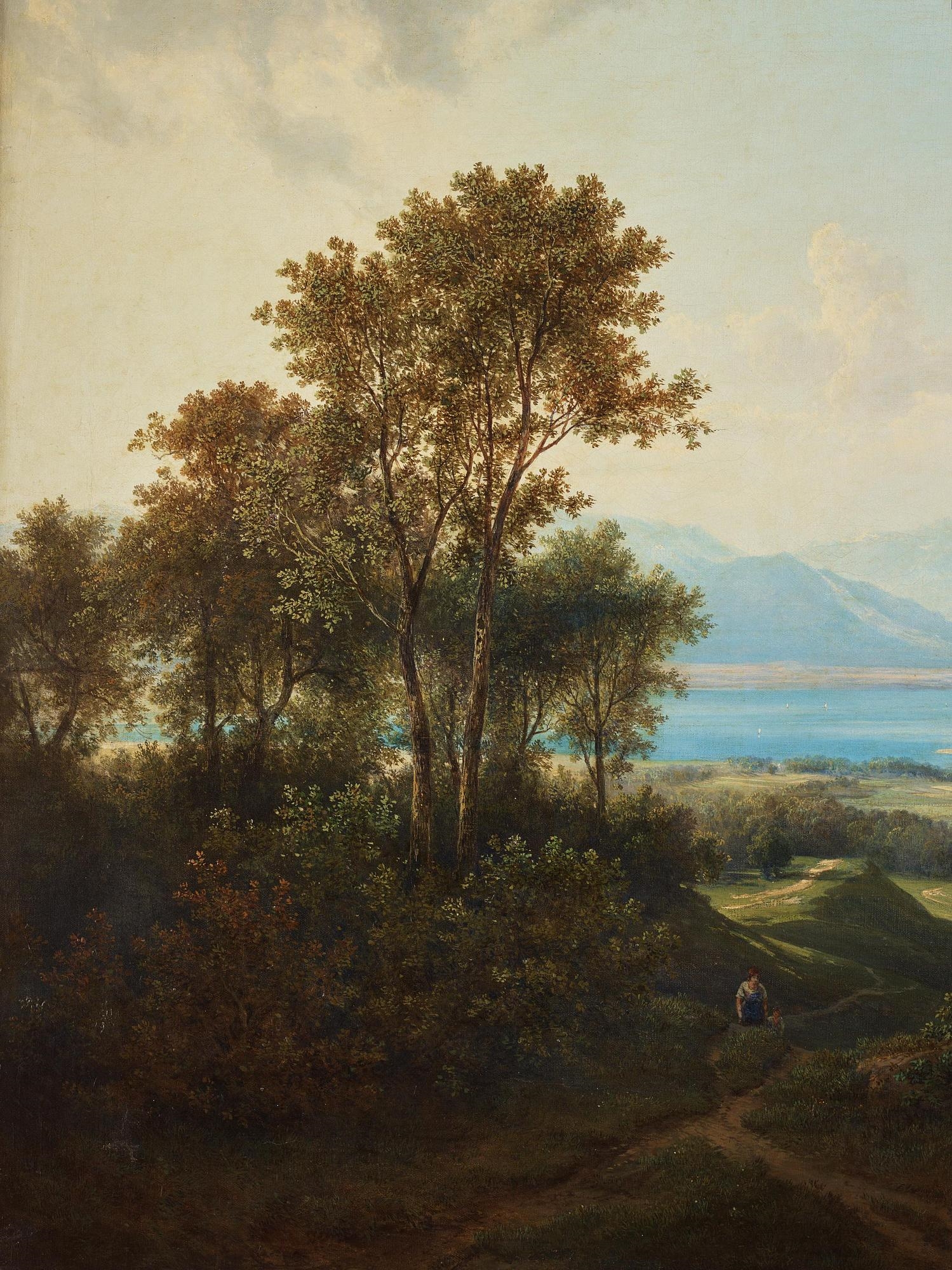 Friedrich Otto Georgi | Alplandskap med sjö och slott (1866) | MutualArt