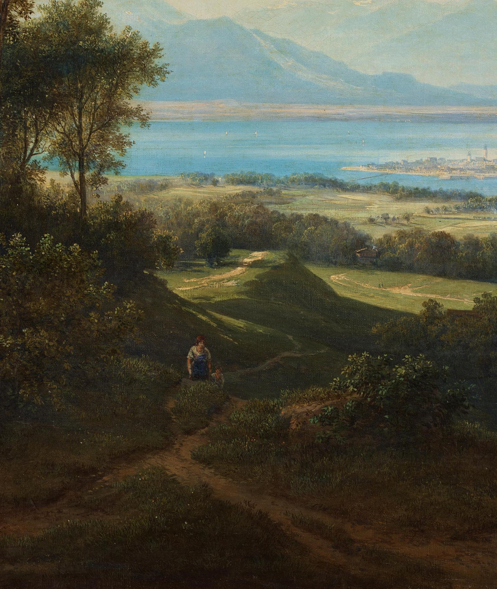 Friedrich Otto Georgi | Alplandskap med sjö och slott (1866) | MutualArt