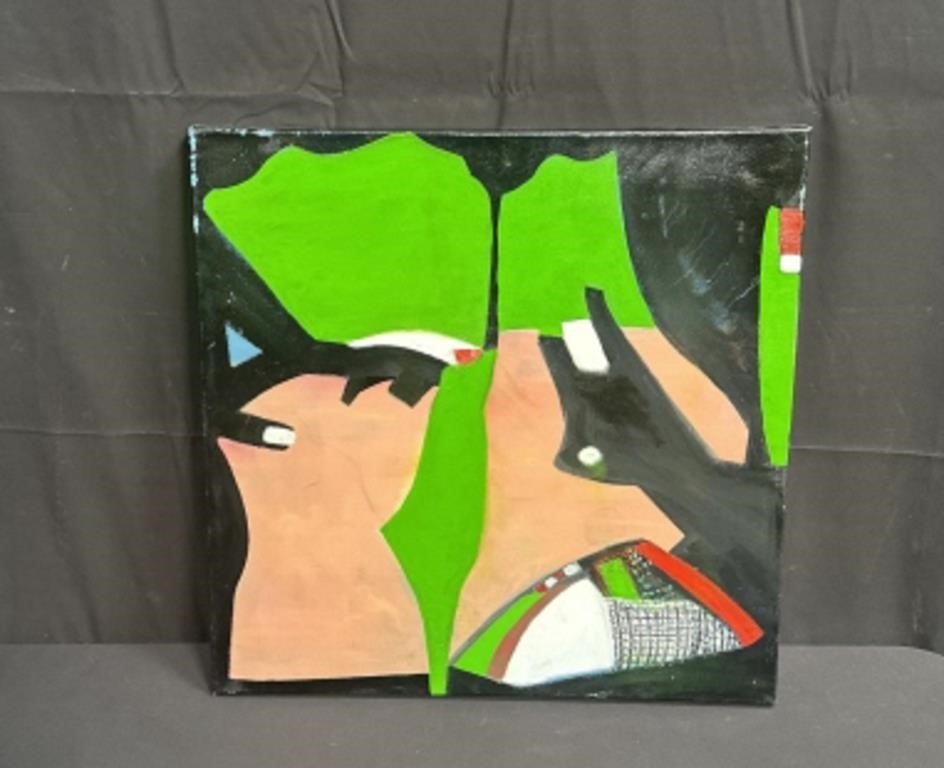 Magida Hadid Hyatt | Abstract oil on canvas signed Magida Hadid Hyatt ...