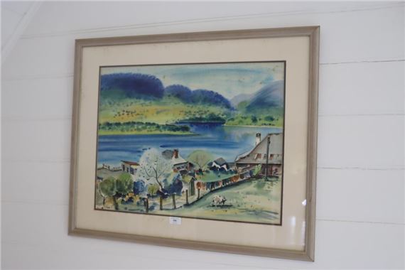 Matt Villani | Matt Villani lake view with goat in foreground | MutualArt