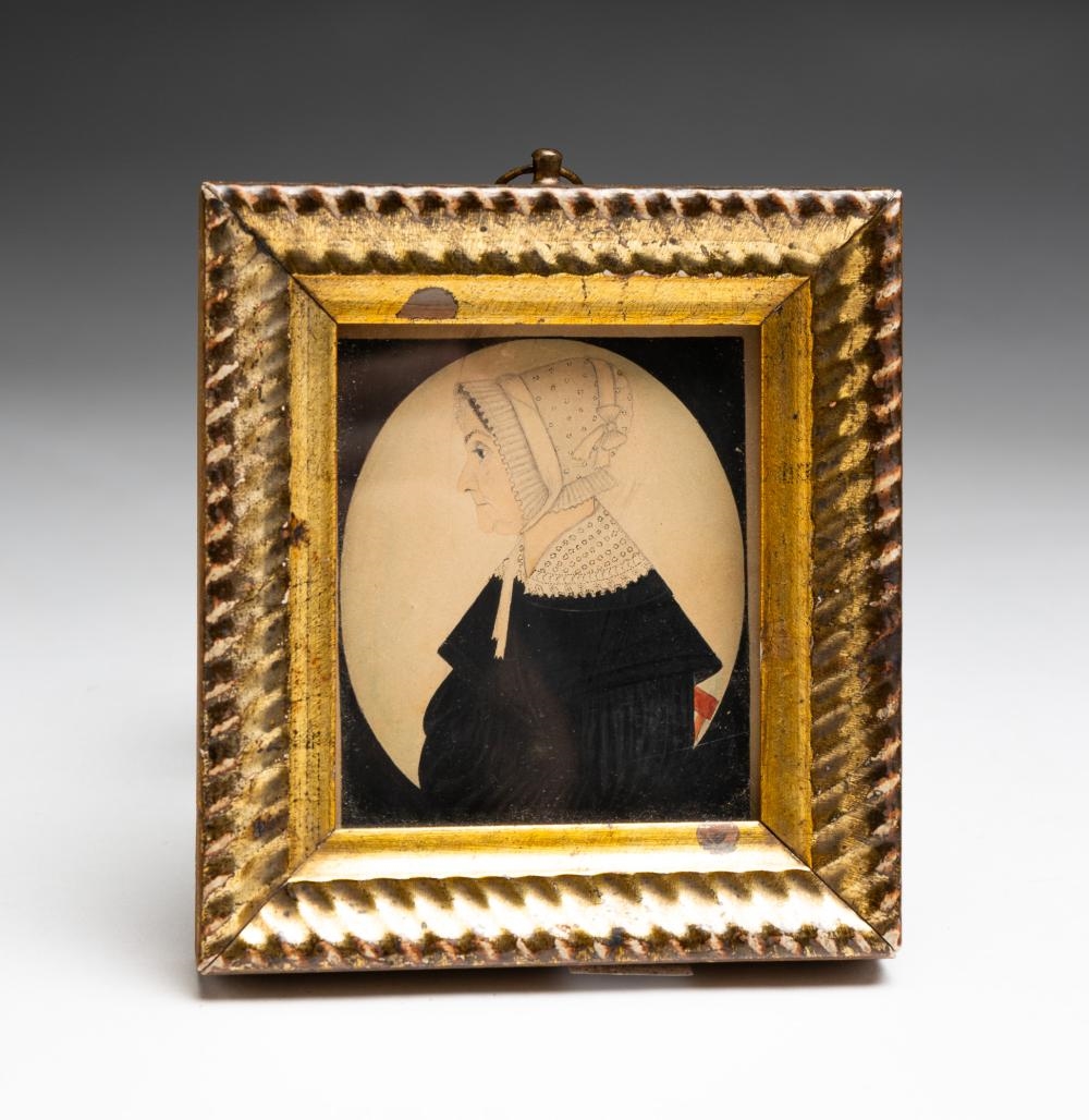 Justus DaLee | MINIATURE FOLK ART WATERCOLOR PORTRAIT OF A LADY ...