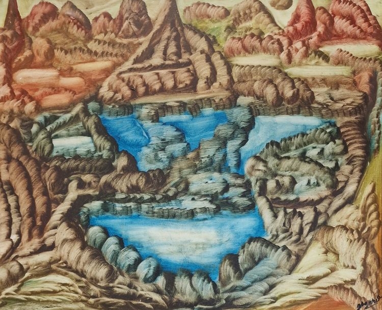 Jules Agard | Surrealist landscape (1967) | MutualArt