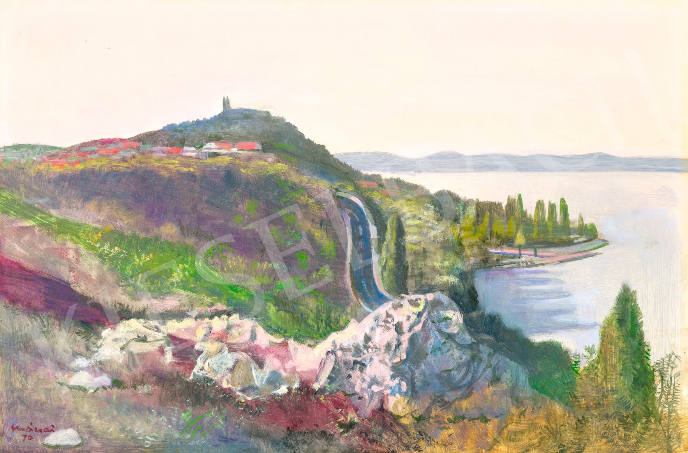 István Mácsai | View of Lake Balaton with Tihany (1970) | MutualArt