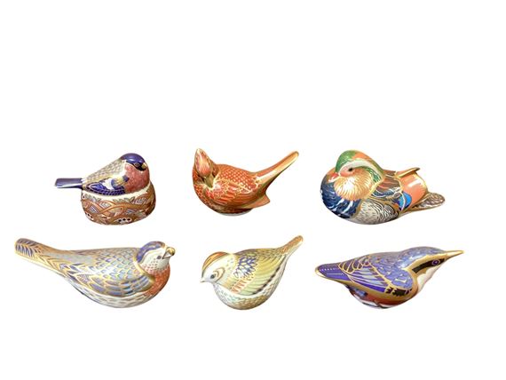 Royal Crown Derby | Six Royal Crown Derby bird paperweights including ...