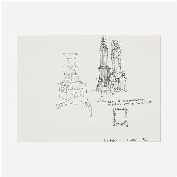 Frank Gehry | Skyscraper for NYC elevation drawing (1986) | MutualArt
