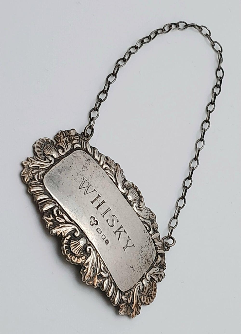 Sterling | A Vintage Sterling Silver Whiskey Label on Chain | MutualArt