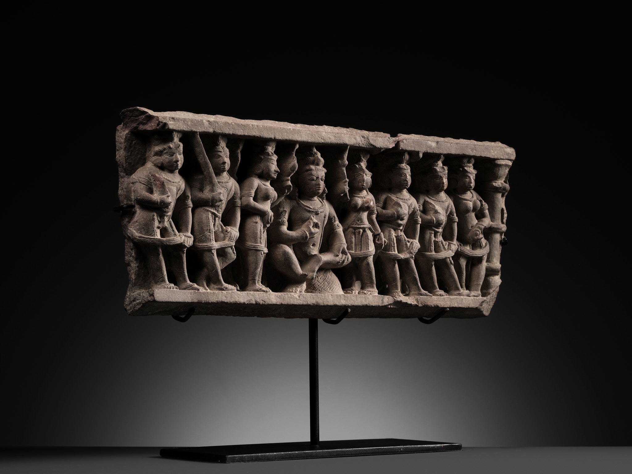 Indian School, 11th Century | A SANDSTONE LINTEL DEPICTING SHIVA WITH ...