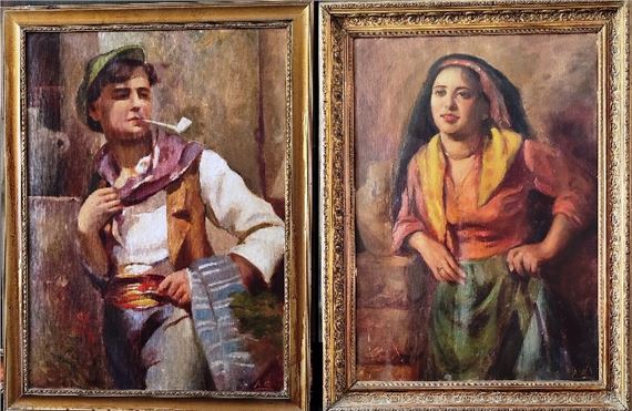 Edward Caruana Dingli | Boy with a Pipe and Girl with Ghonella | MutualArt