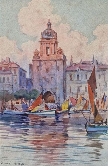 Ernest Louis Lessieux | The clock tower in La Rochelle | MutualArt