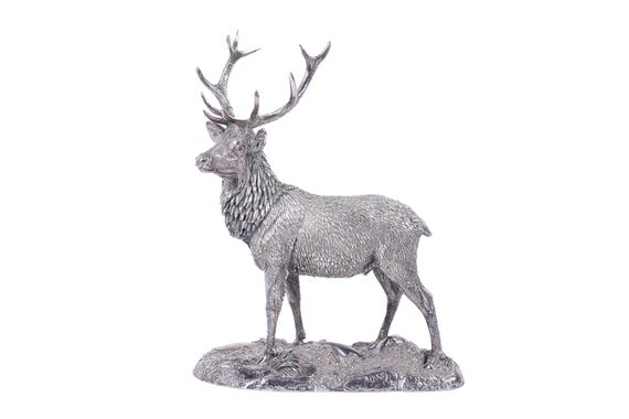 Tom Mackie | Tom Mackie - signed silver-filled model of a stag ...