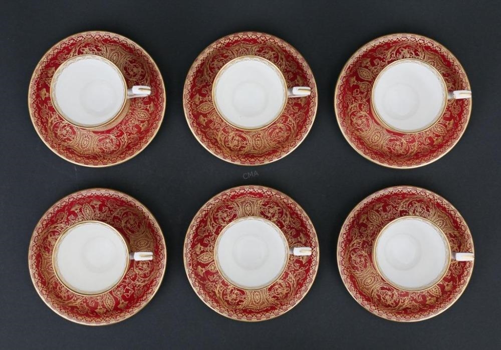 Royal Worcester | A set of six English Royal Worcester cups and saucers ...