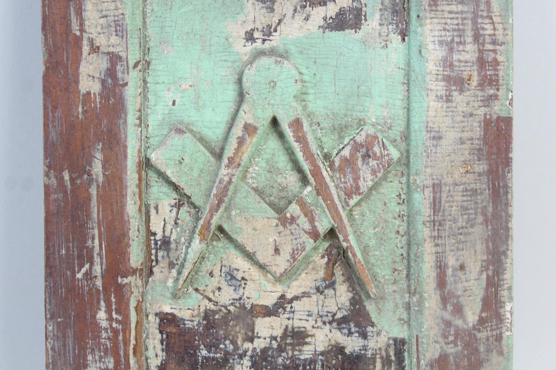 Art Green | Green Painted Carved Wooden Masonic Plaque | MutualArt