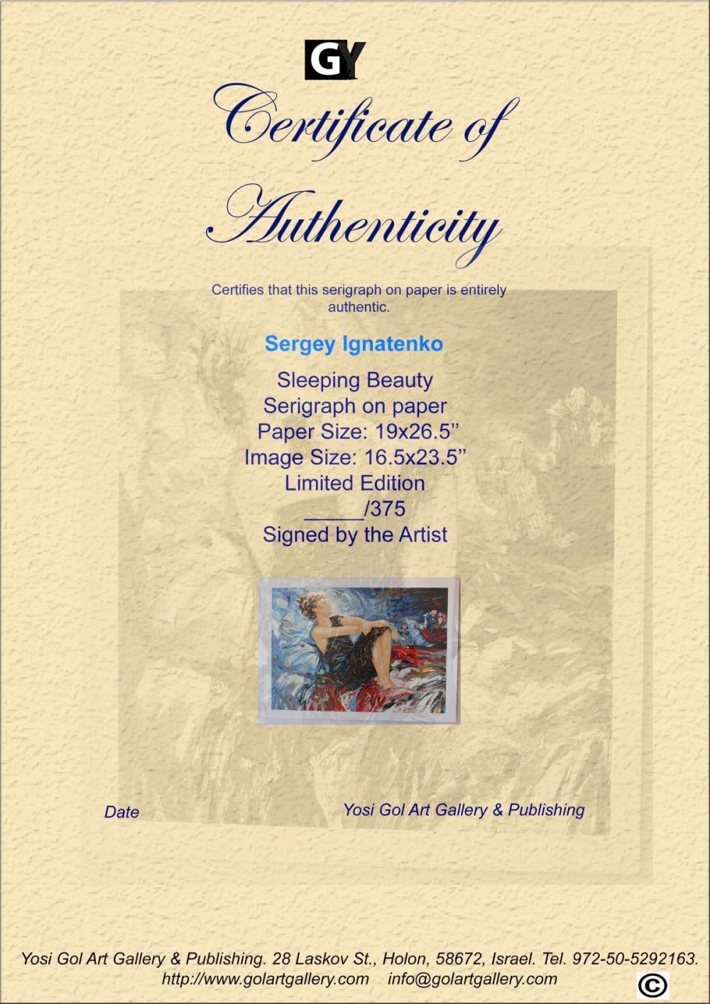 Sergey Ignatenko | Sergey Ignatenko- Original Serigraph on Paper Sleeping Beauty | MutualArt