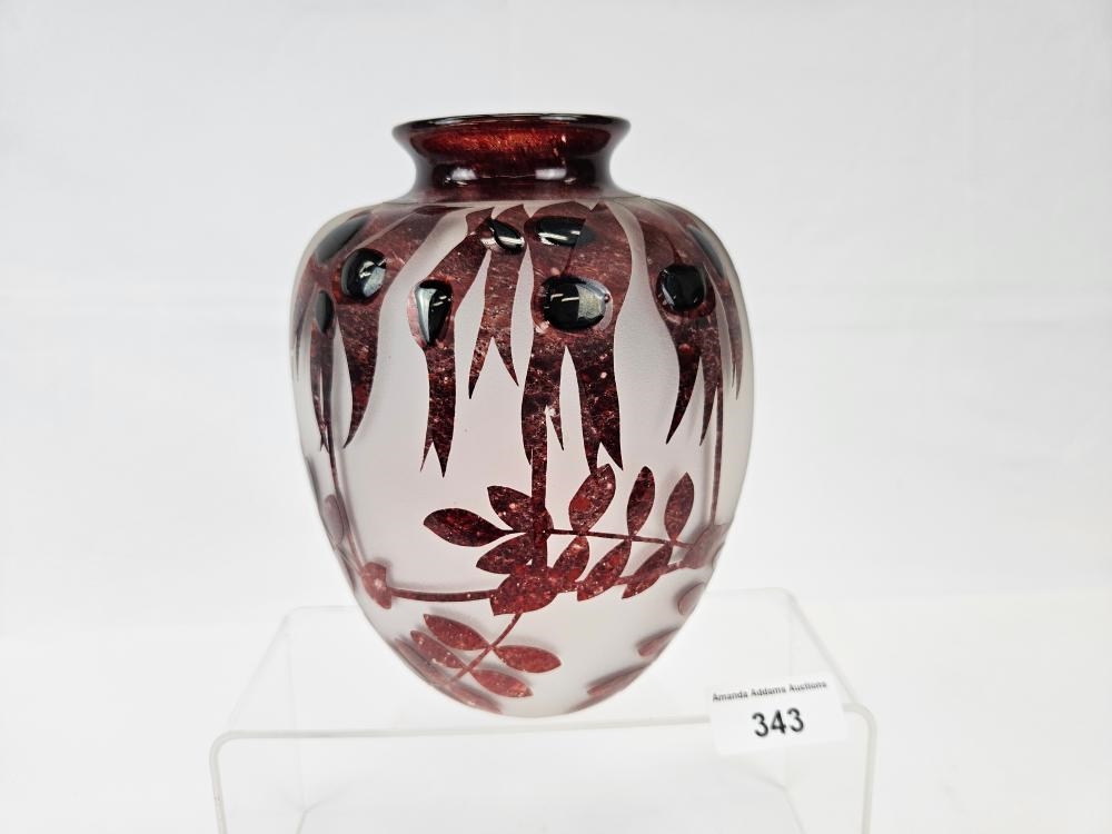 Amanda Louden | Amanda Louden ruby and frosted art glass vase sign ...