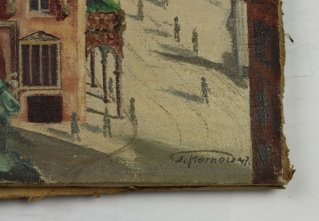 J Merkel | Cityscape with Cathedral (1947) | MutualArt