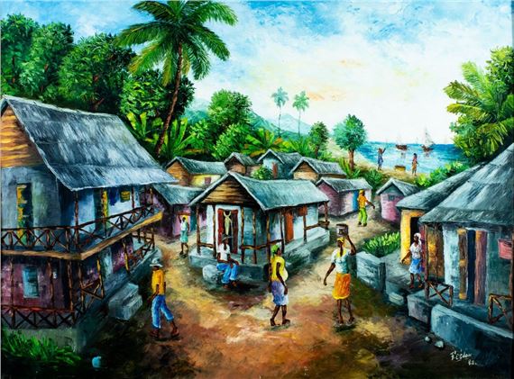 Fritzner Cedon | Haitian Village Scene (1988) | MutualArt