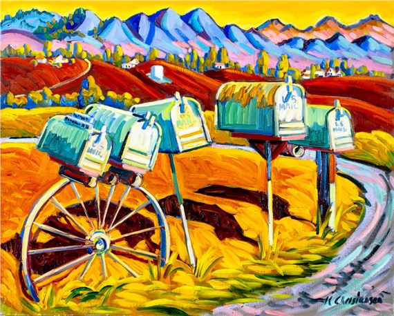 Ken Christensen | Mailboxes and Red Hills (titled on verso (2007 ...