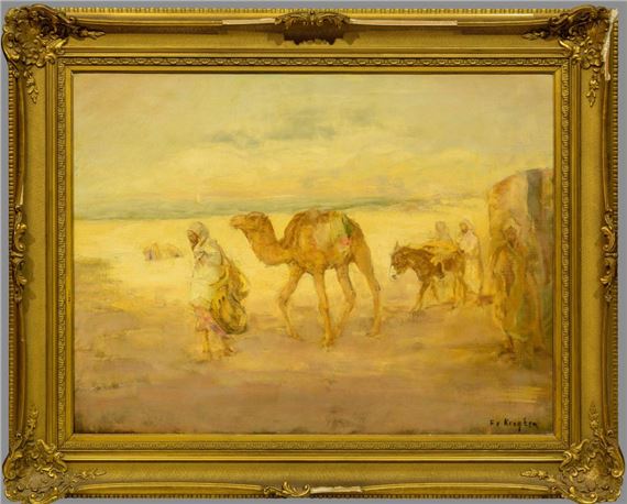 European School, 19th Century | Desert Scene with Camel & Figures ...