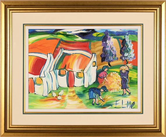 Elme Eksteen | Figures with Farmhouses and Chickens | Compare similar ...
