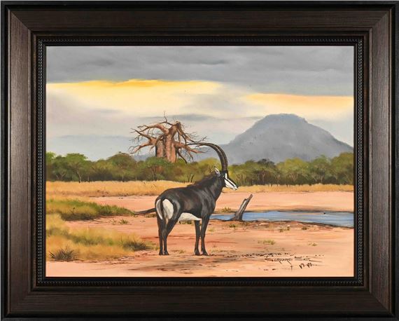 Gerhard Smit | Sable Antelope and Baobab | MutualArt