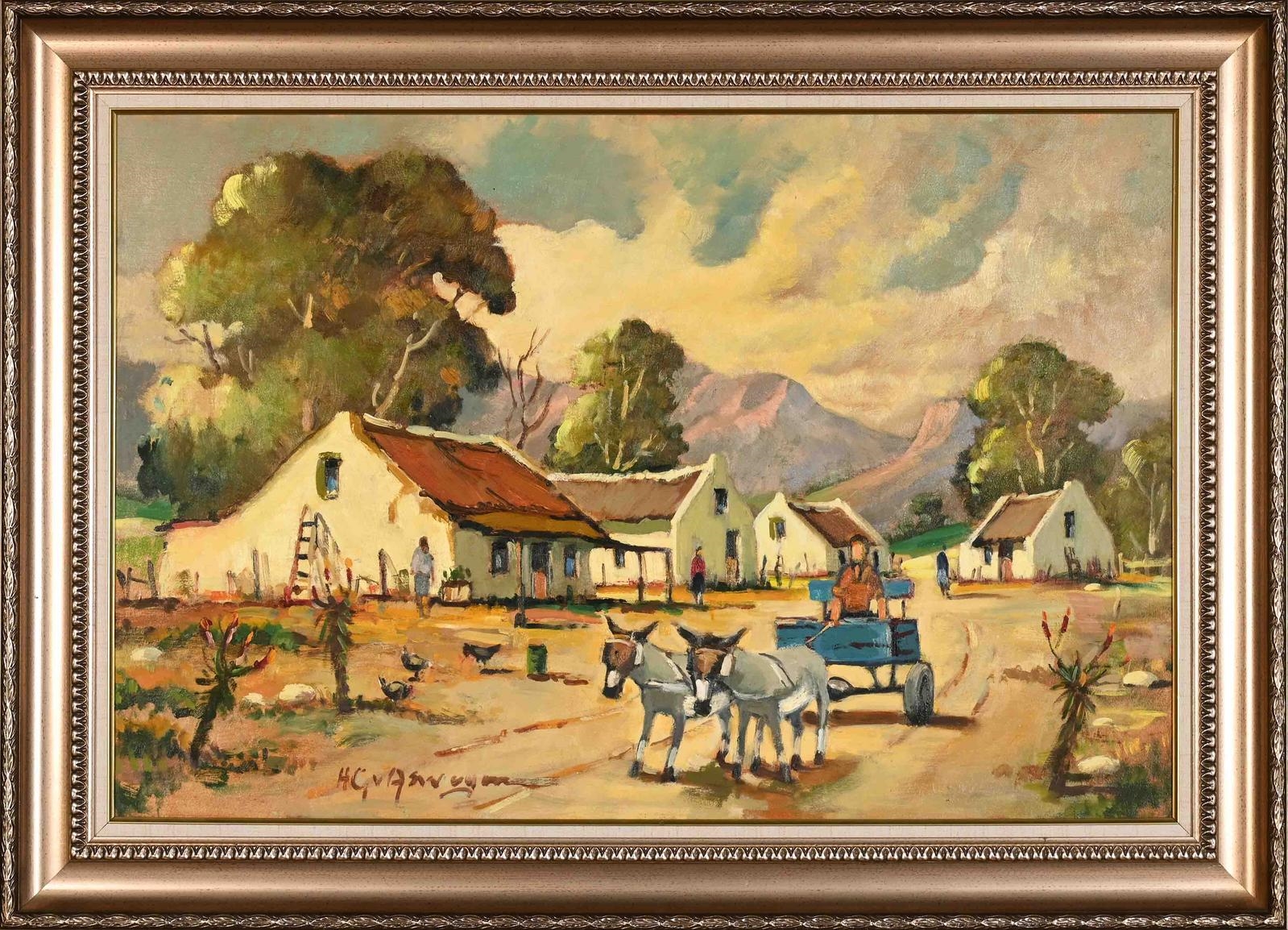 Hennie Van Aswegen | Donkey Cart Leaving Town | MutualArt