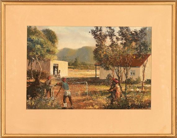 Stewart Titcombe | Rural Houses with Figures (1950) | MutualArt