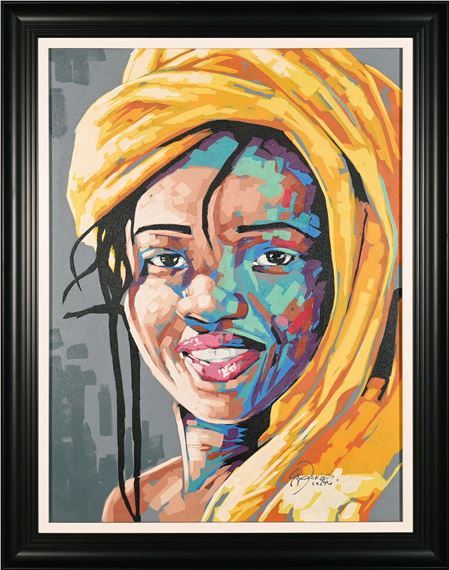 Wakaba Mutheki | Portrait of a Woman in Yellow Headscarf | MutualArt