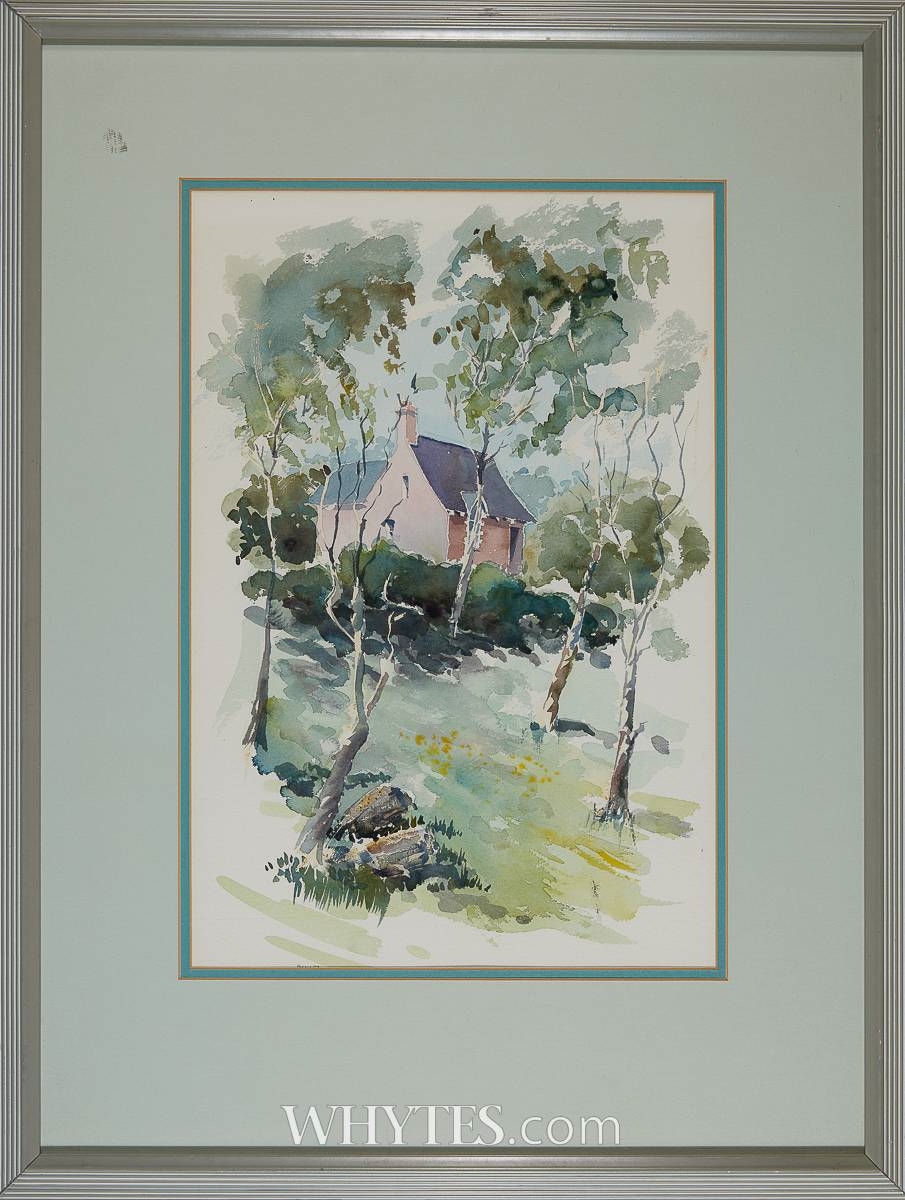 Derek Biddulph | TREES AND HOUSE IN A LANDSCAPE | MutualArt