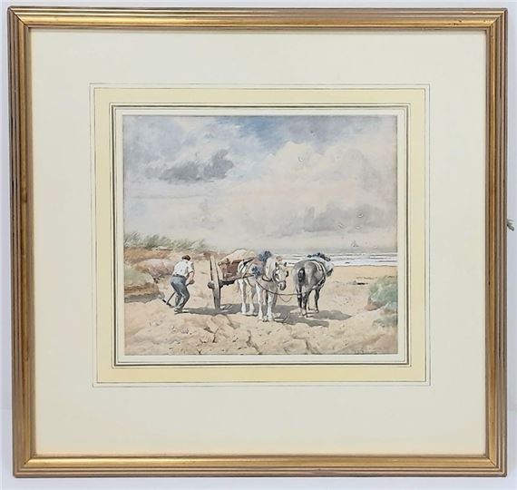 Richard Beavis | The Sand Cart', Pas-de-Calais - A watercolour | MutualArt