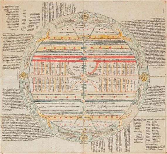 Indian School, 19th Century | A Jain cosmic diagram (19th Century ...