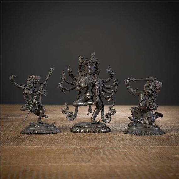 Nepalese School | THREE BRONZE FIGURES OF ACALA (1990) | MutualArt