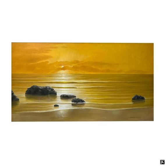 Greg Mort | Coastal landscape scene with rocks and yellow ground (1997 ...