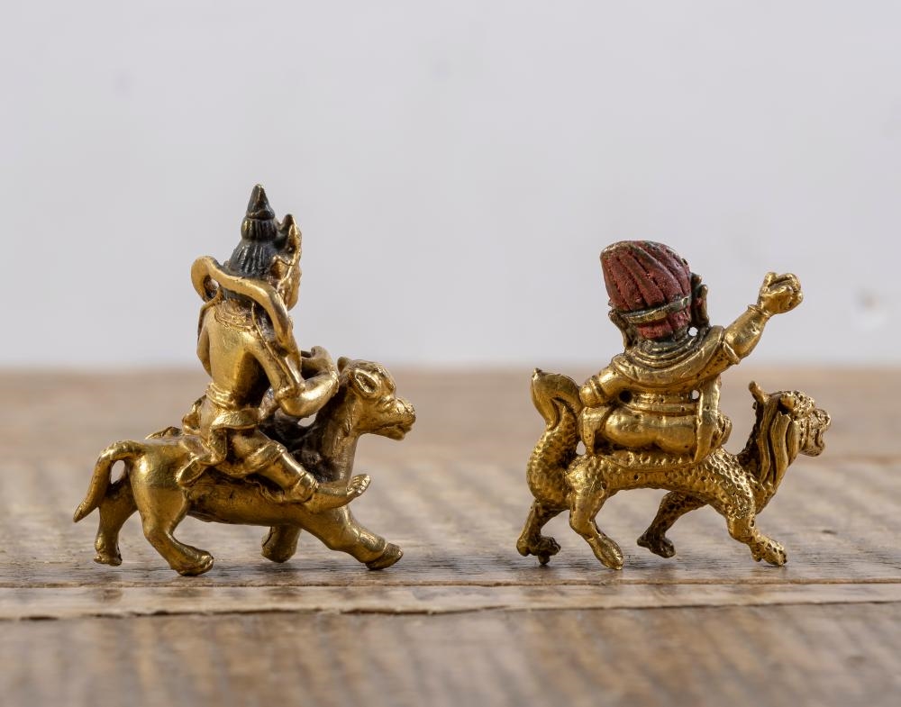 Tibetan School, 19th Century | TWO GILT-BRONZE MINIATURE RIDING FIGURES ...