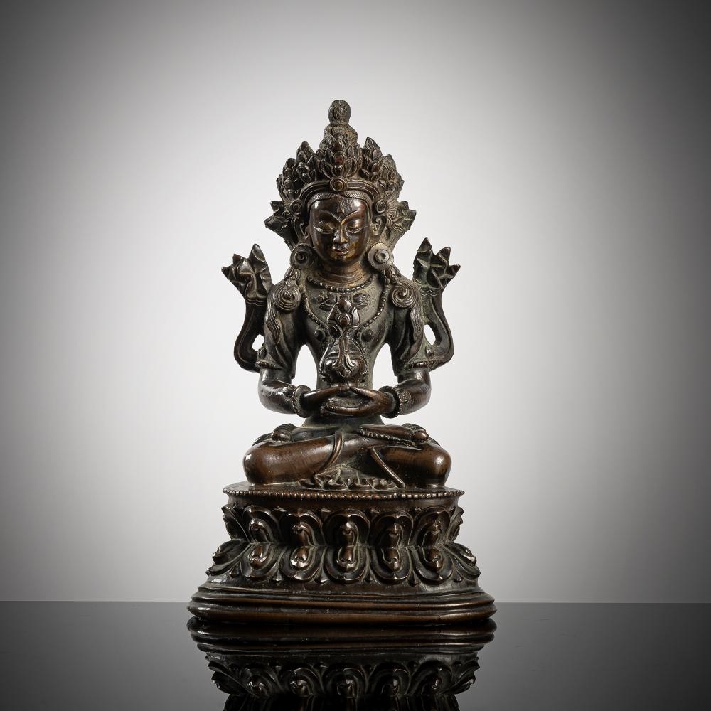Tibetan School, 18th Century | A BRONZE FIGURE OF AMITAYUS (1960s ...