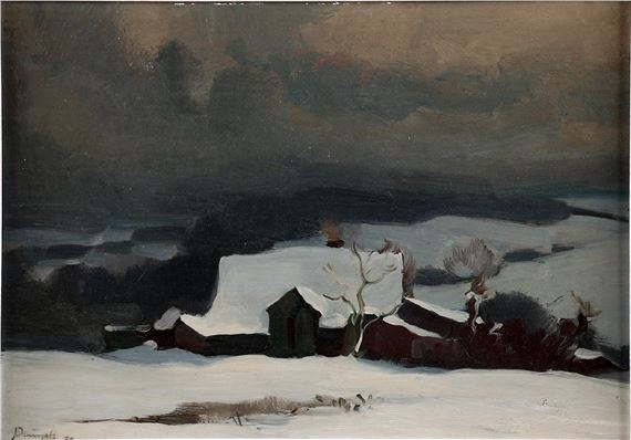 Léon Pringels | Leo Pringels (Belgisch 1901-1992), Hoeve in de sneeuw ...