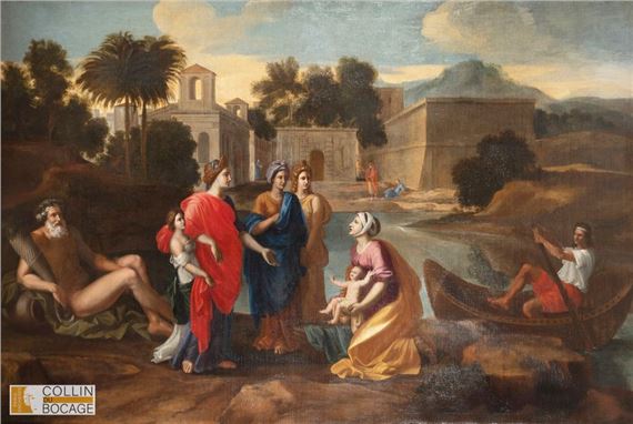 Nicolas Poussin | The figure of the river god and the woman holding ...