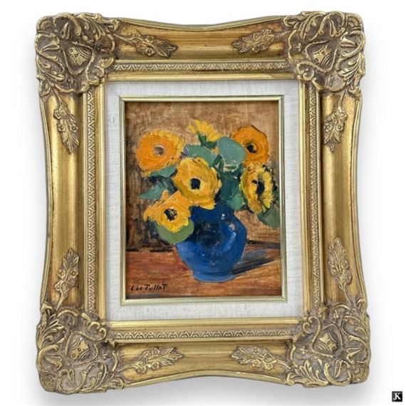 Luc Tullat | Luc Tullat O/C Bouquet en Pot Bleu | MutualArt